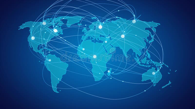 Tech Earth Globalization in 3d Animation. Global Business Dots on ...
