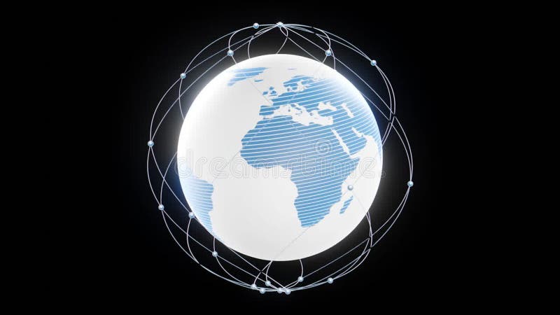 Tech Earth Globalization in 3d Animation. Global Business Dots on ...