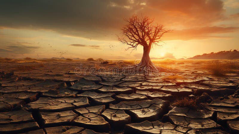 Concept of Global Warming and Destruction of the Earth, Barren Land and ...