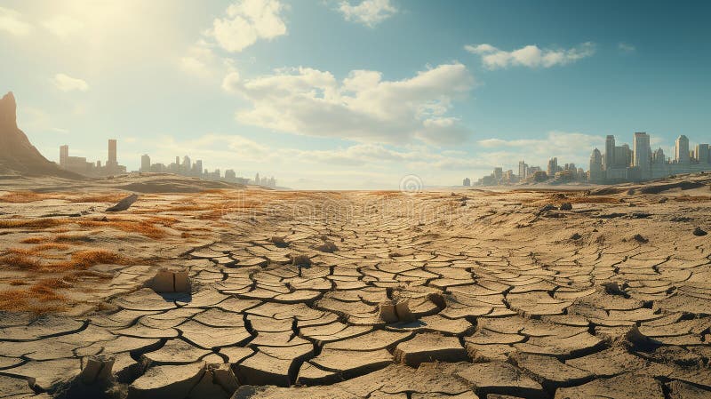 Concept of Global Warming and Destruction of the Earth, Barren Land and ...