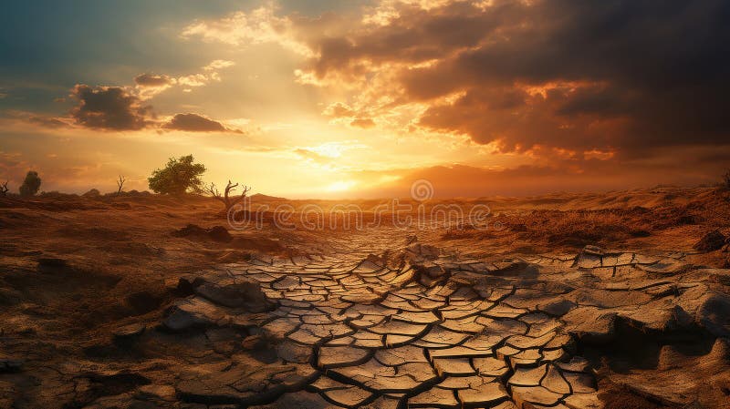 Concept of Global Warming and Destruction of the Earth, Barren Land and ...