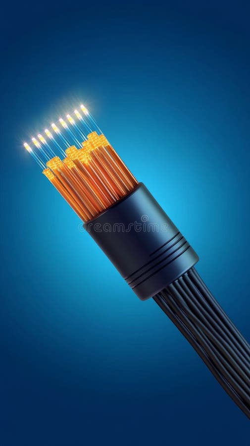 The Concept of Glowing Blue Data Streams Represents Technology and ...