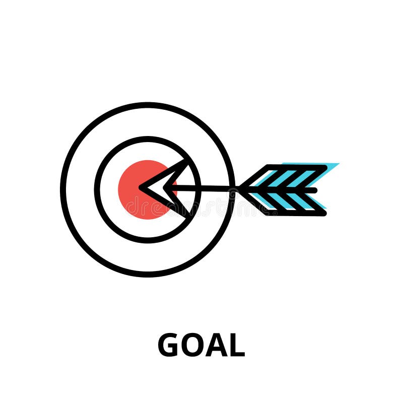 Concept of Goal Icon, Modern Flat Thin Line Design Stock Vector ...