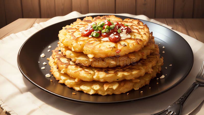 Golden Hash Browns with Ketchup.AI Generated Stock Illustration ...