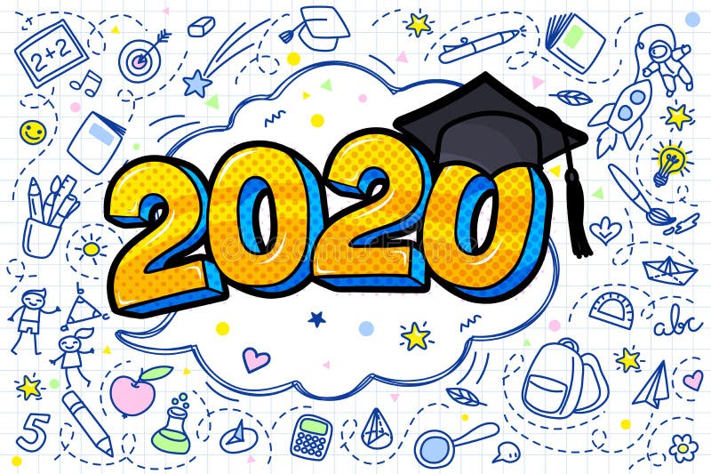 Concept of a Graduating Class of 2020. Numbers with Graduation Cap in ...
