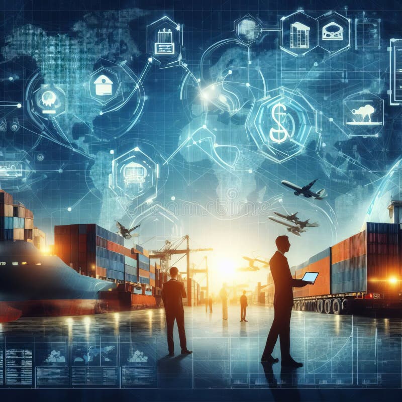 Concept Graphic of Business Logistics Import Export Background. Stock ...