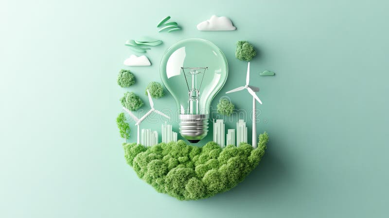 Concept of Green Energy, Ecology, Composition Created from Light Bulb ...