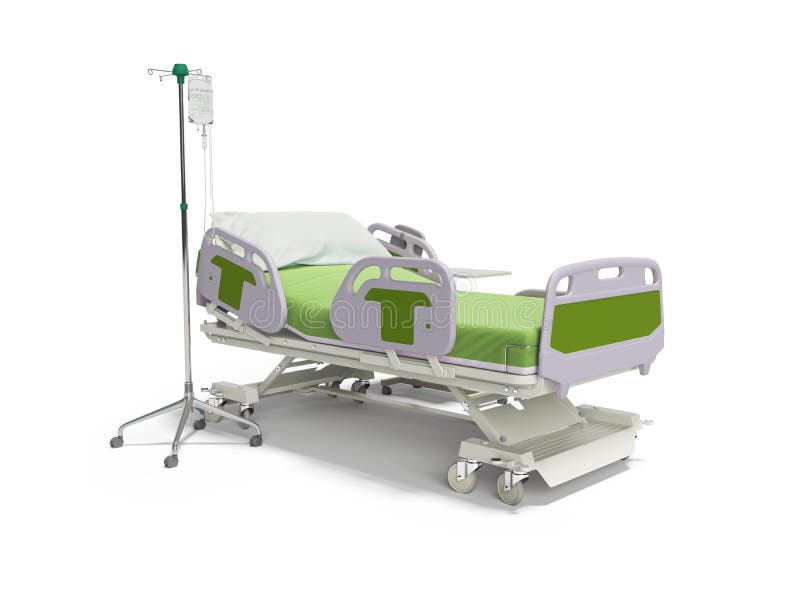 Concept Green Hospital Bed Semi Automatic with Remote Control and Drip ...