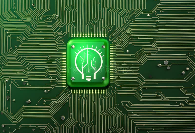 Concept of Green Technology. Green World Icon on Circuit Stock ...