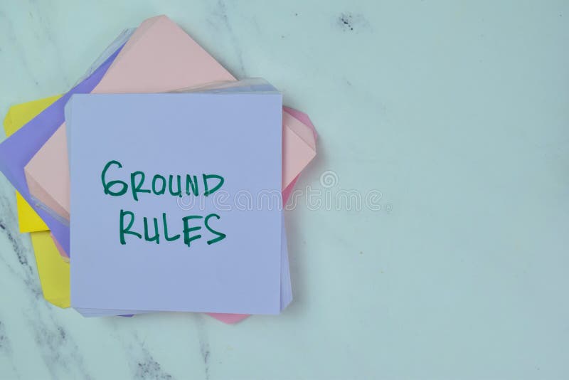 Concept of Ground Rules Write on Sticky Notes Isolated on Wooden Table ...