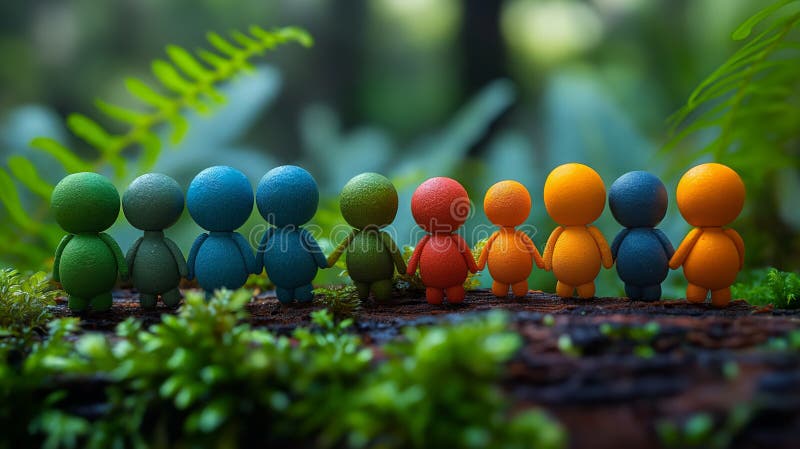 Concept of Group of Little Colourful People Holding Hands Stock ...