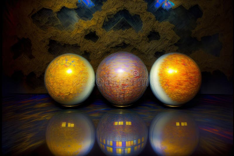 A Group of Three Balls Sitting on Top of a Table. Generative AI Stock ...