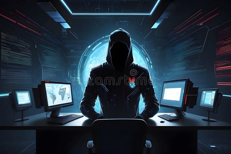 A Concept of a Hacker with His Tools Stock Illustration - Illustration ...
