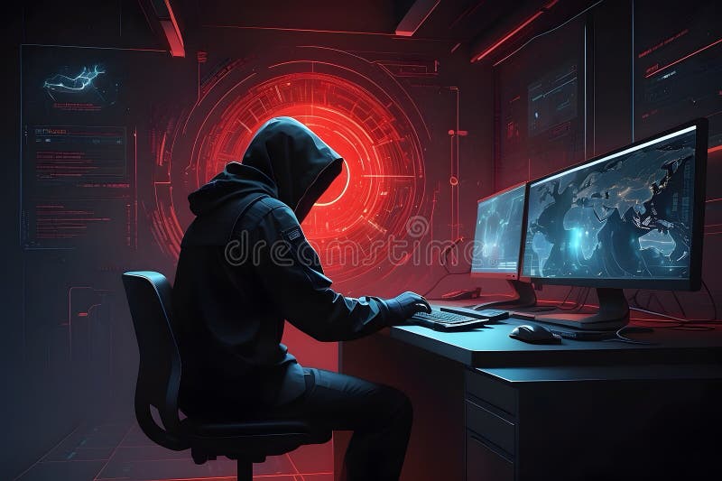 A Concept of a Hacker with His Tools Stock Illustration - Illustration ...