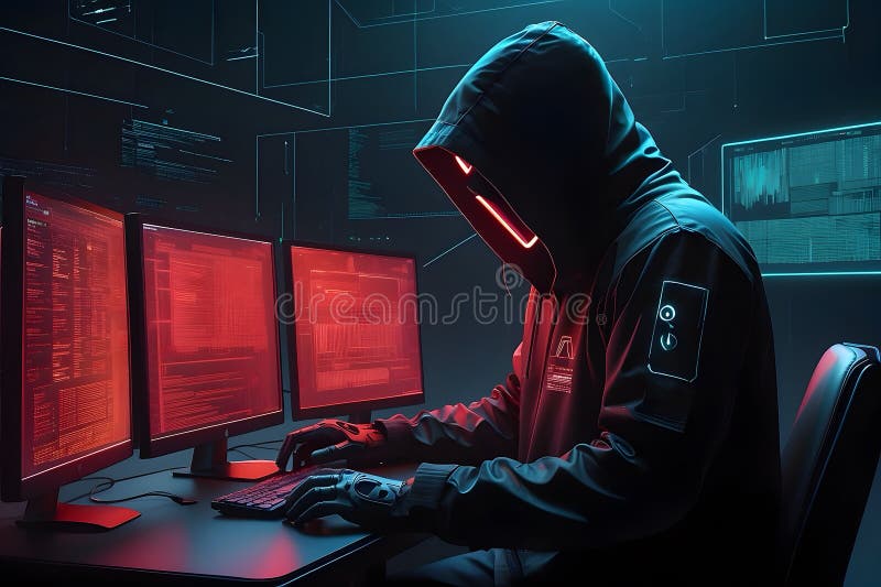 A Concept of a Hacker with His Tools Stock Illustration - Illustration ...