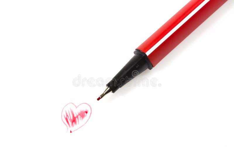 Concept Hand Drawn Heart with Pen Stock Image - Image of crayon, blank ...