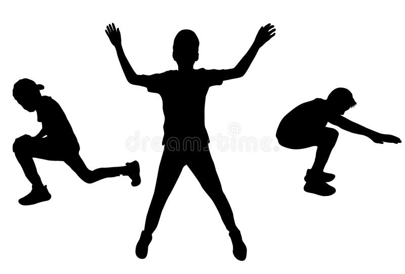 Happy Boys Dancing Silhouettes Stock Vector - Illustration of person ...
