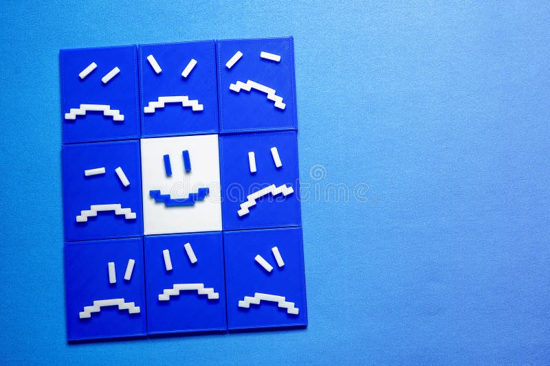 Concept of a Happy Face Around Sad and Angry Faces Stock Image - Image ...