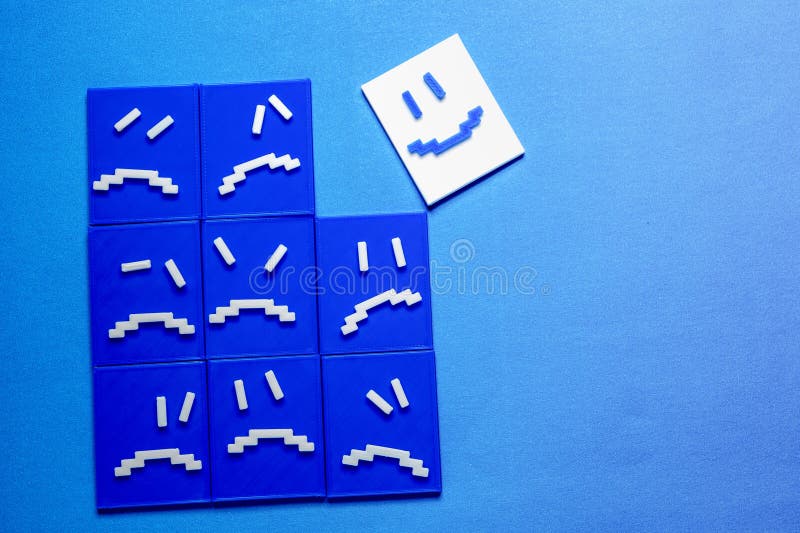 Concept of a Happy Face Around Sad and Angry Faces Stock Photo - Image ...