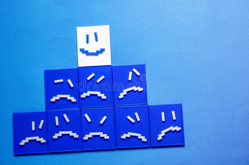 Concept of a Happy Face Around Sad and Angry Faces Stock Image - Image ...