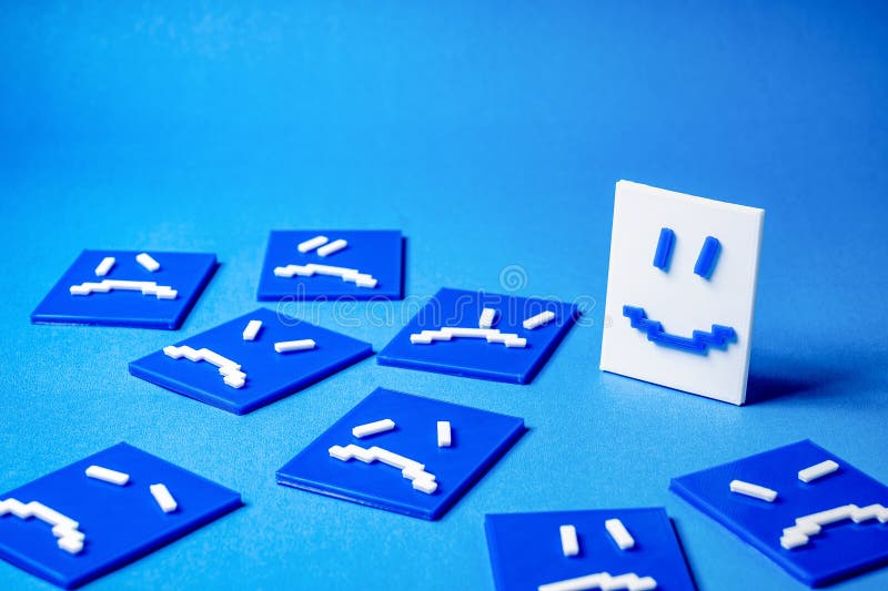 Concept of a Happy Face Around Sad and Angry Faces Stock Image - Image ...