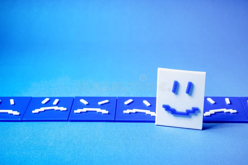 Concept of a Happy Face Around Sad and Angry Faces Stock Photo - Image ...