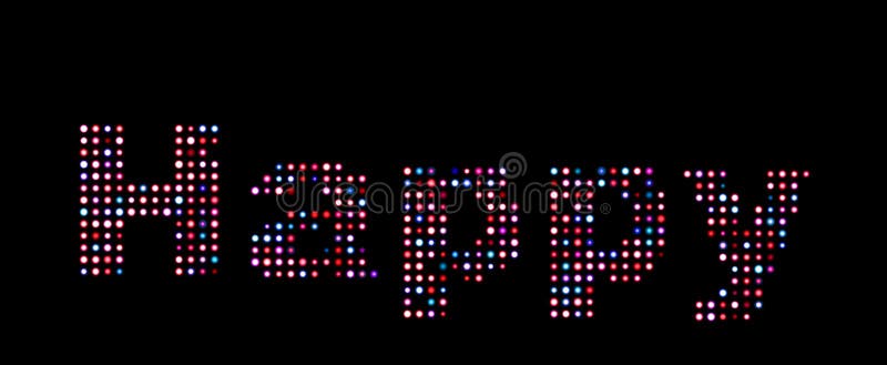 Happy led text over black stock illustration. Illustration of colorful ...