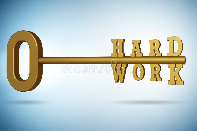 Concept of Hard Work with Key Stock Illustration - Illustration of ...