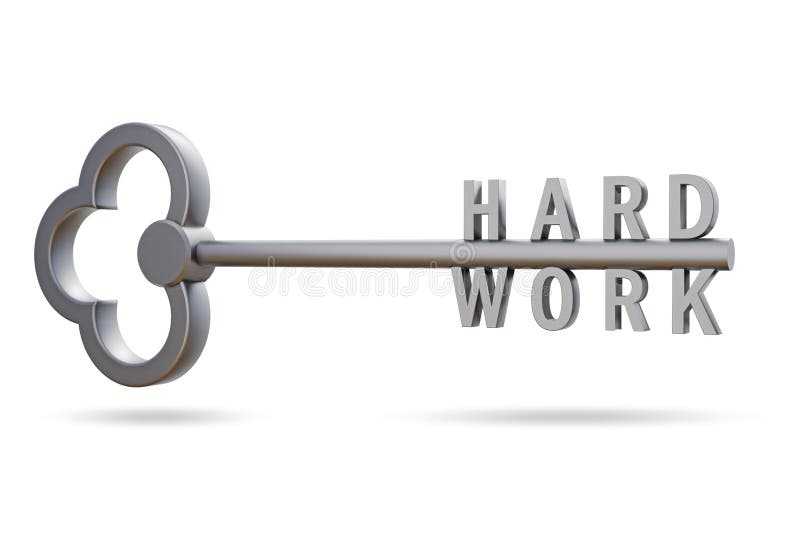 Concept of Hard Work with Key Stock Illustration - Illustration of ...