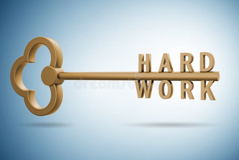 Concept of Hard Work with Key Stock Illustration - Illustration of ...