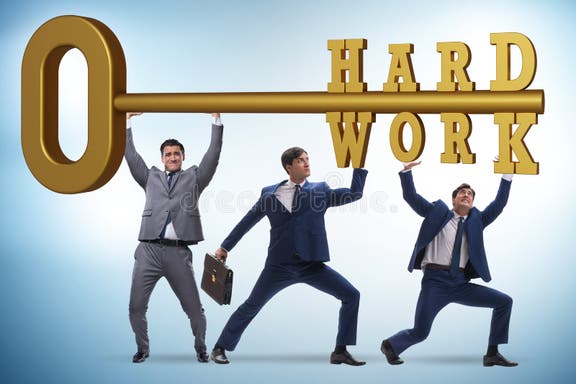 Concept of Hard Work with Key and Businessman Stock Photo - Image of ...