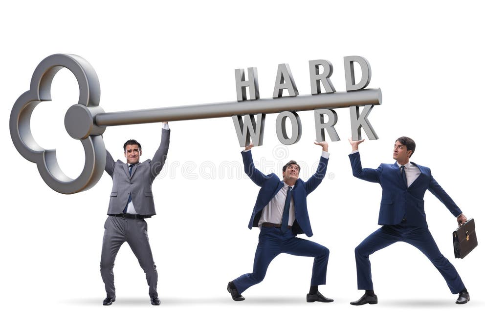 Concept of Hard Work with Key and Businessman Stock Photo - Image of ...