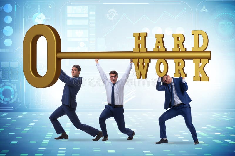 Concept of Hard Work with Key and Businessman Stock Illustration ...