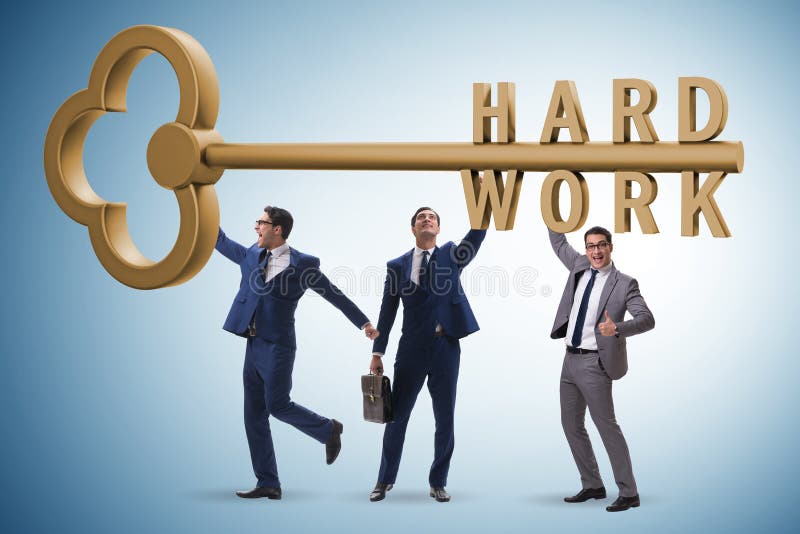 Concept of Hard Work with Key and Businessman Stock Image - Image of ...