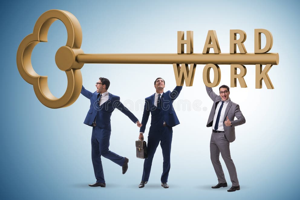 Concept of Hard Work with Key and Businessman Stock Image - Image of ...