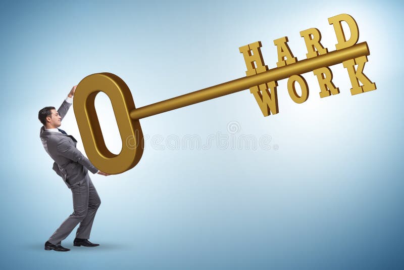 Concept of Hard Work with Key and Businessman Stock Photo - Image of ...