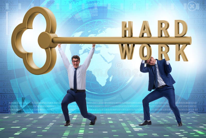 Concept of Hard Work with Key and Businessman Stock Photo - Image of ...
