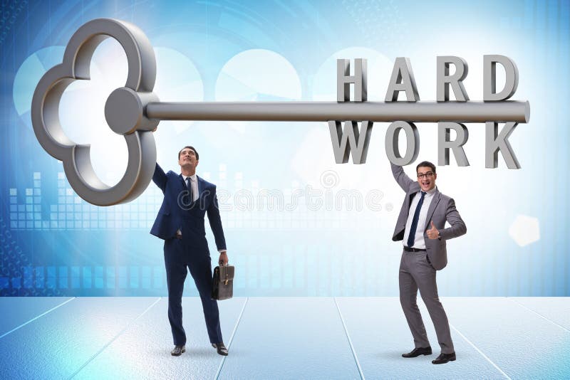 Concept of Hard Work with Key and Businessman Stock Photo - Image of ...