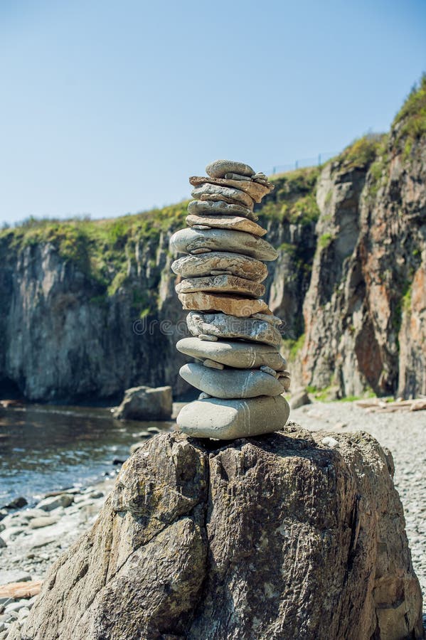 Concept of Harmony and Balance. Rock Zen Stock Image - Image of beach ...