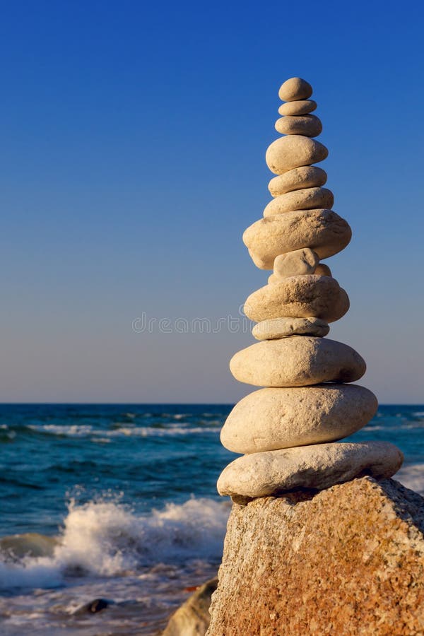 Concept of Harmony and Balance. Rock Zen at Sunset. Stock Photo - Image ...