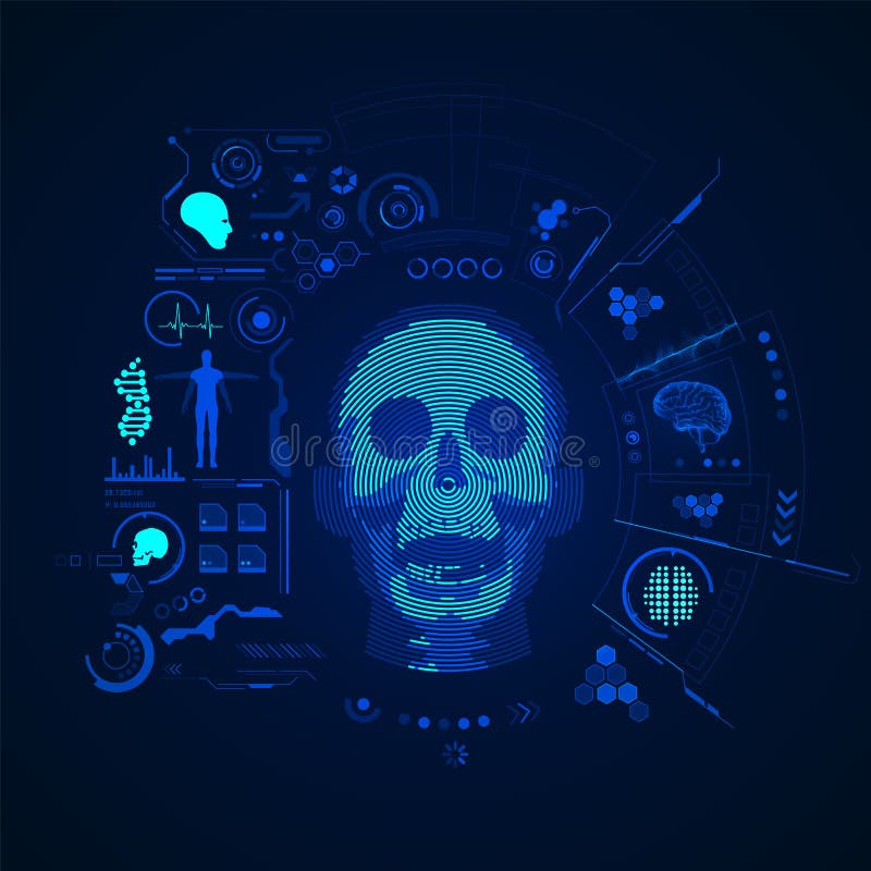 Radar Face stock vector. Illustration of digital, brain - 100038652