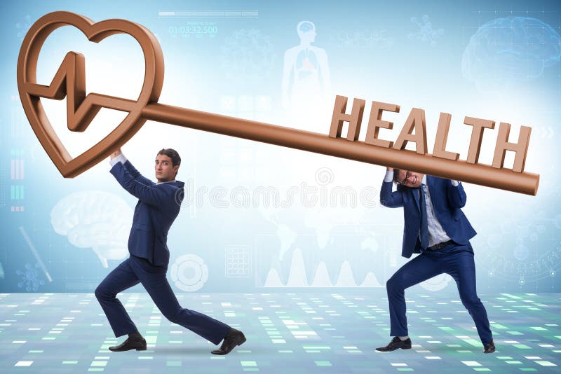 Concept of Health with Key and Businessman Stock Illustration ...