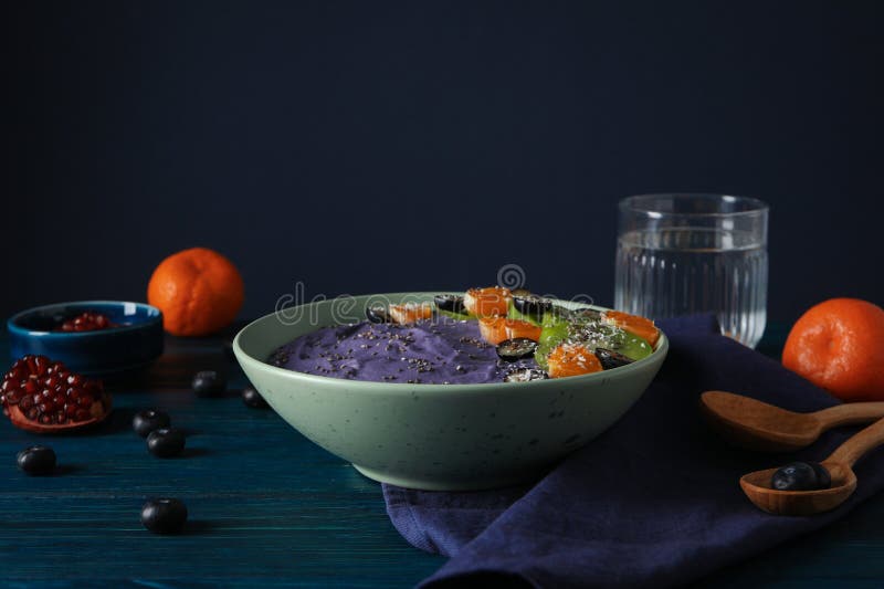 Concept of Healthy Food with Acai Smoothie Stock Photo - Image of diet ...