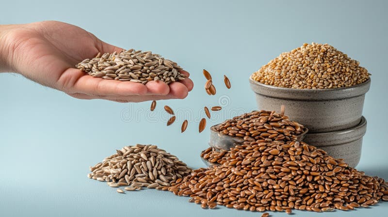 Concept of Healthy Food and Agriculture with Assorted Seeds in Hand ...