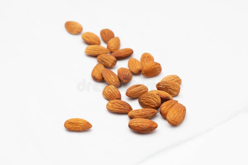 Concept of Healthy Food, Almond Kernels of Piled on a White Background ...