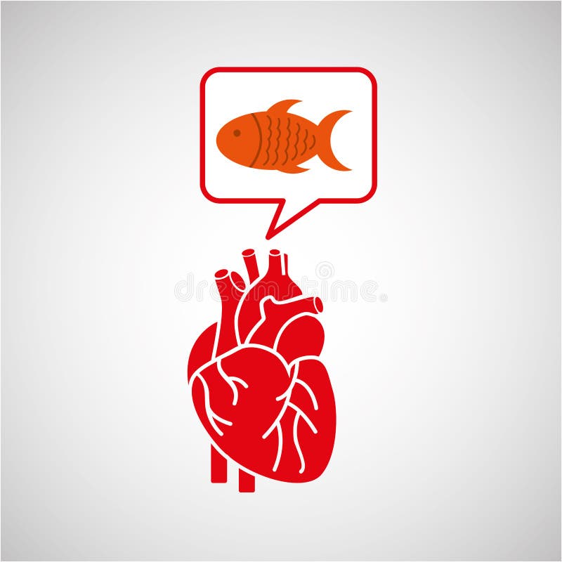Concept Healthy Heart Fish Fresh Icon Stock Vector - Illustration of ...
