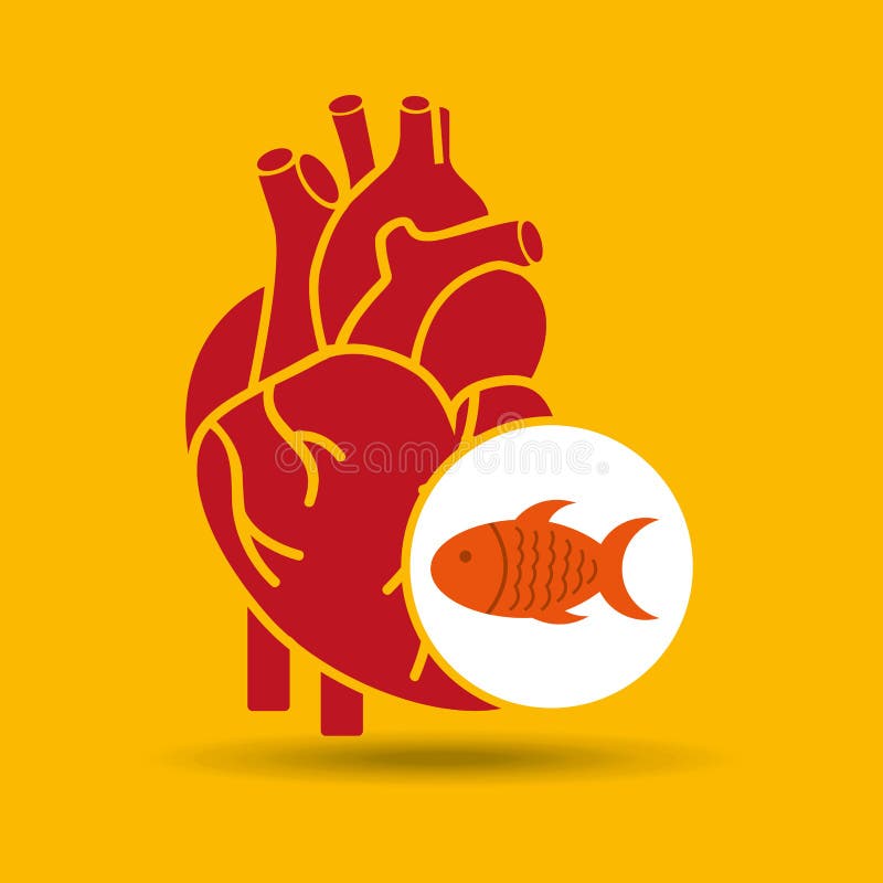 Concept Healthy Heart Fish Fresh Icon Stock Vector - Illustration of ...