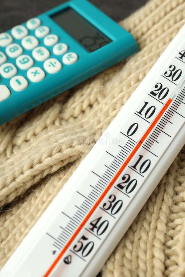 Concept of Heating Season with Thermometer, Close Up Stock Image ...