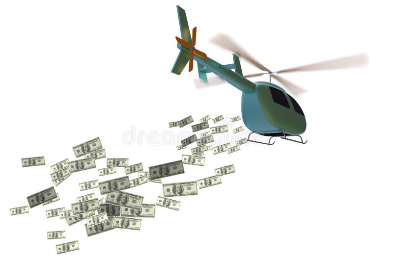 Concept of the Helicopter Money - 3d Rendering Stock Illustration ...