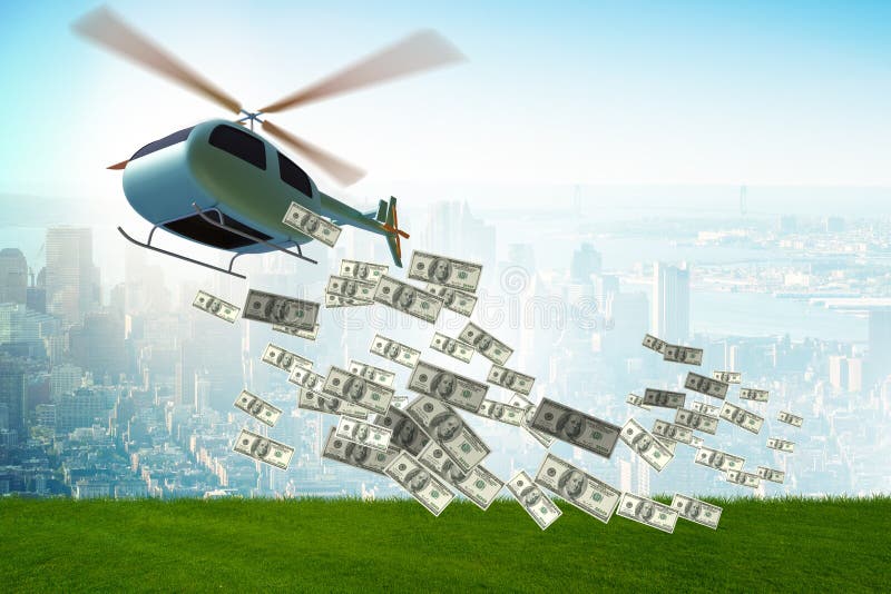Concept of the Helicopter Money - 3d Rendering Stock Illustration ...
